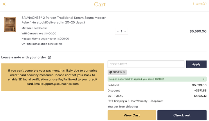 Three-installment payment for the Relax 1 sauna (red cedar material ...